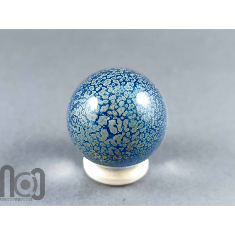 Handmade Silver-Fumed Galaxy Glass Marble with Floating Opal Planet